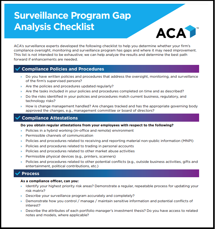 Checklist | Surveillance Program Gap Analysis