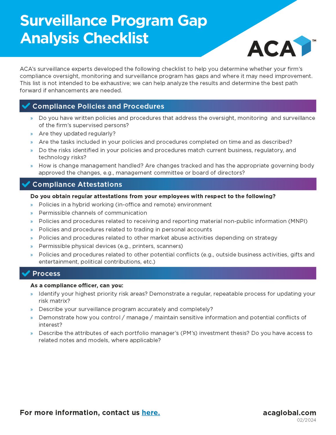 Surveillance Program Checklist Landing Page